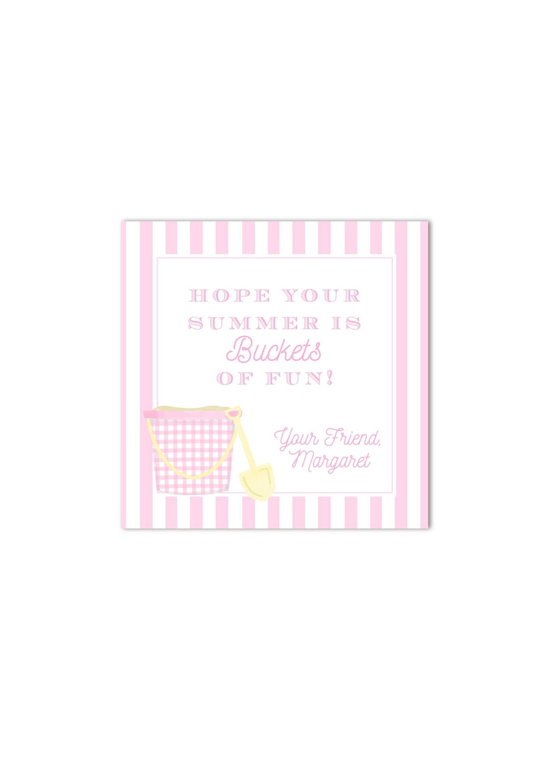 Printable End of School Year Pink Beach Pail Gift Tag - "hope Your ...