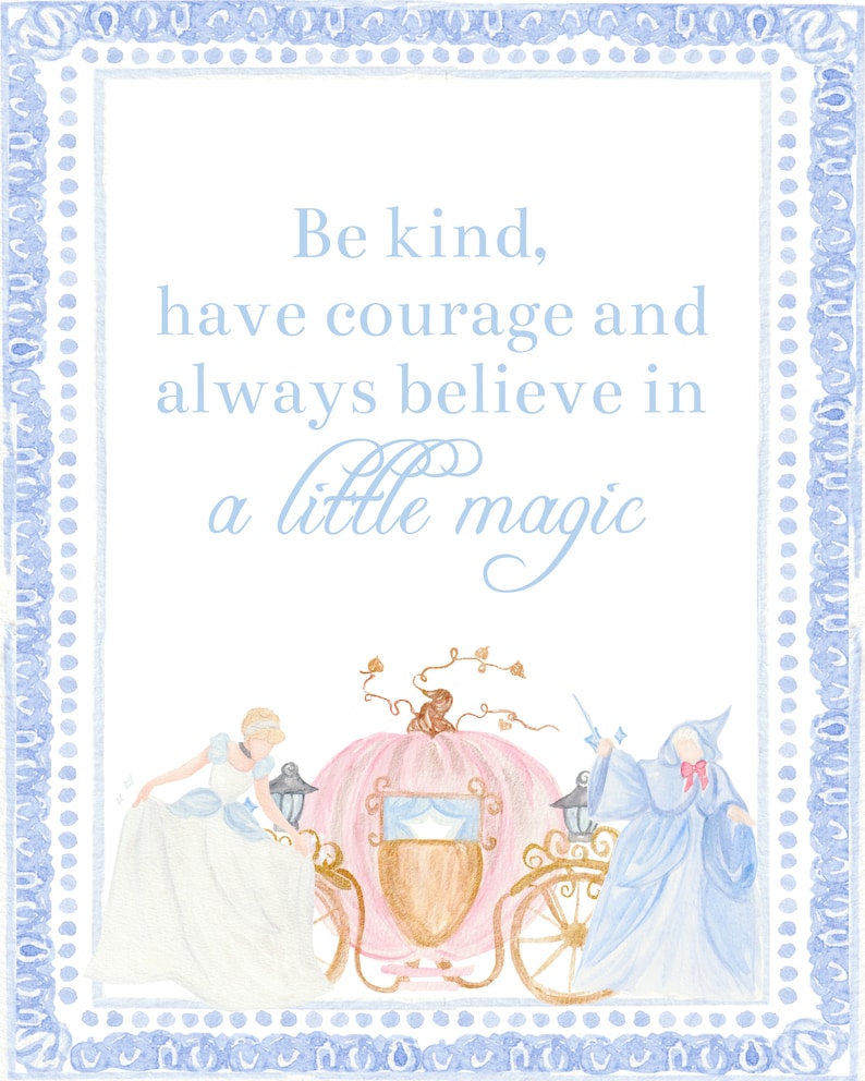 Printable Cinderella 8x10 Watercolor Art Sign have - Etsy