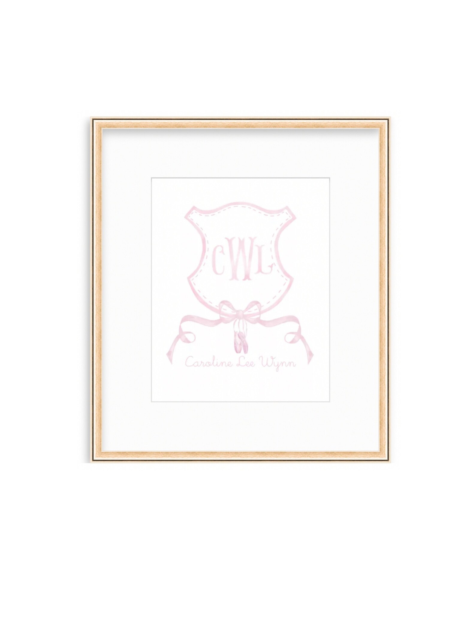 Baby Girl Watercolor Ballet Monogram Crest 8x10 hospital - Etsy