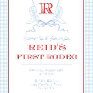 Printable Preppy First Rodeo Birthday Invitation - Saddle Up, Cowboy ...