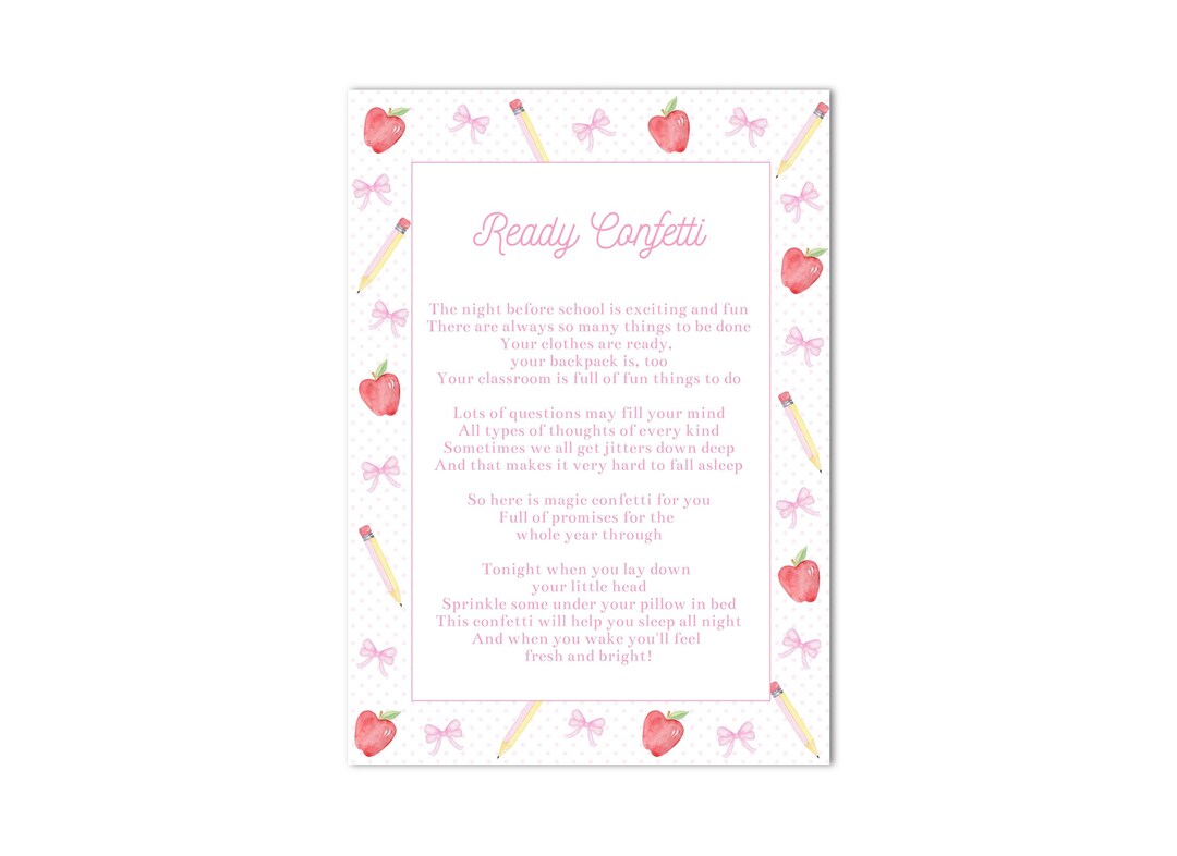 Ready Confetti PRINTABLE - First Day of School, Jitter Glitter, Ready ...