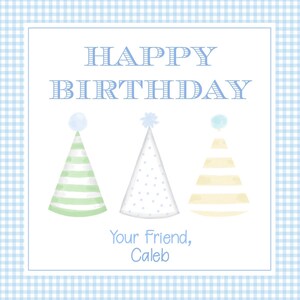 Printable Birthday Gift Tag - Watercolor Party Hat Enclosure Card ...