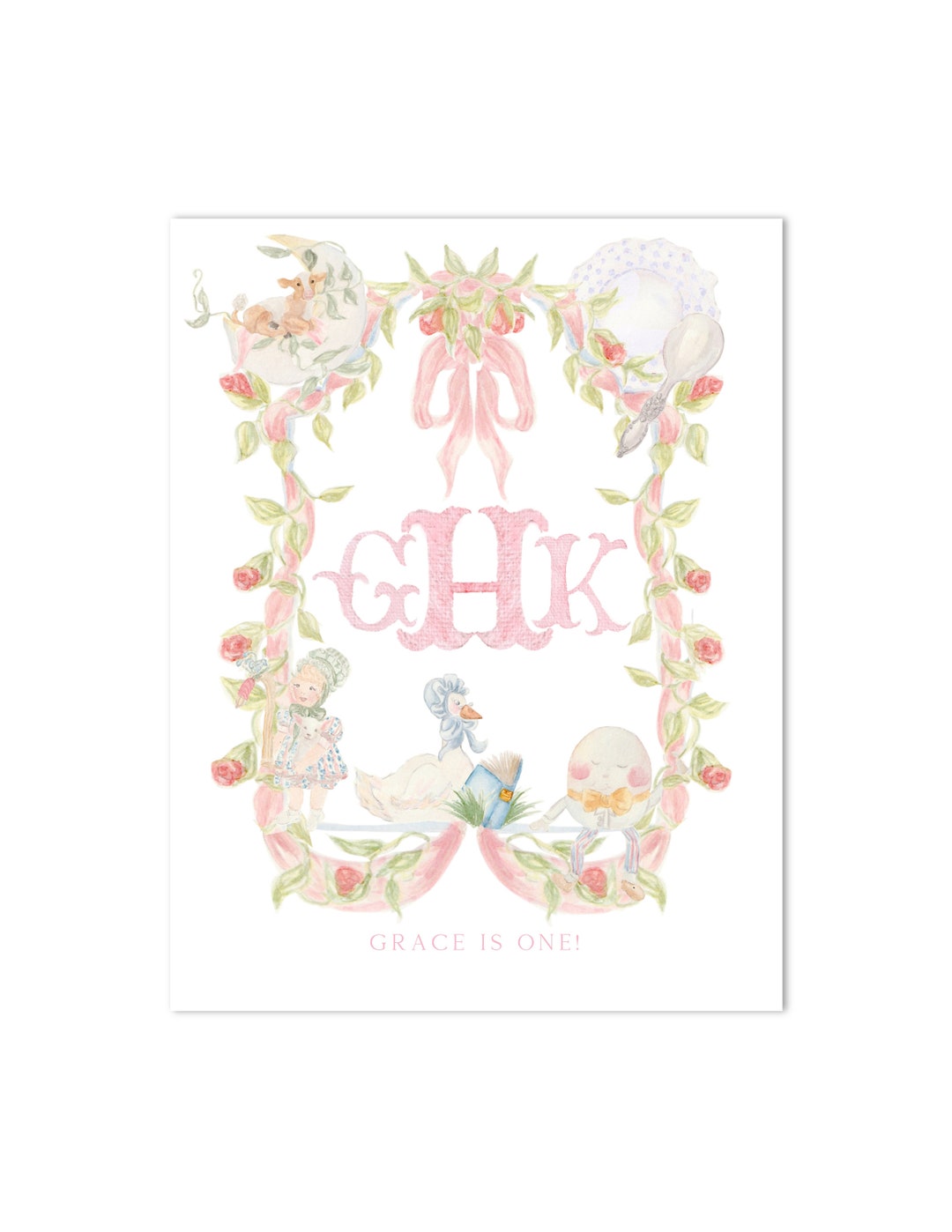 Printable Mother Goose Monogram Crest - Watercolor Mother Goose ...