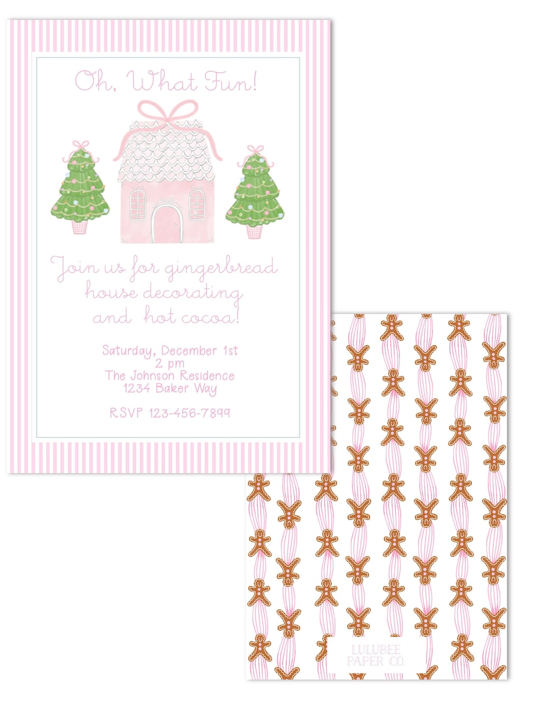Printable Pink Gingerbread House Party Invitation Preppy - Etsy