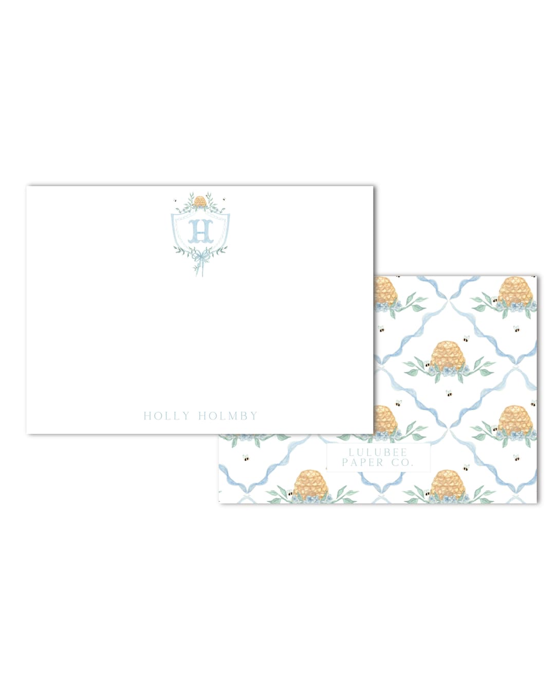 Printable Honey Bee Monogram Crest Flat Note Card; Trellis Backer ...