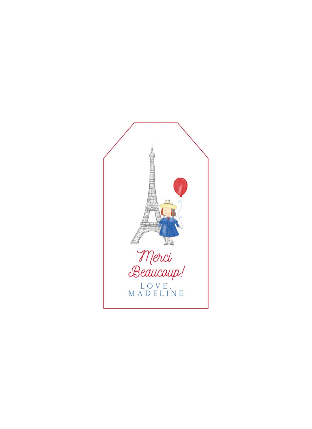 Printable Watercolor Storybook French Girl Birthday Favor Tag | 2x3.5 ...