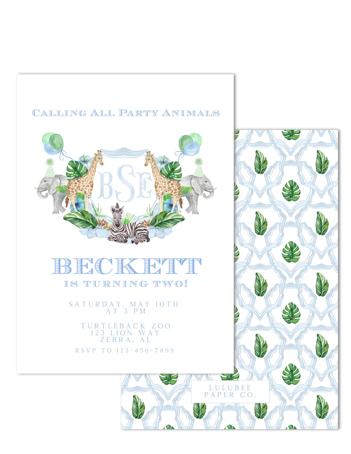 Printable Zoo Party Animals Birthday Invitation | 5x7" | Preppy ...