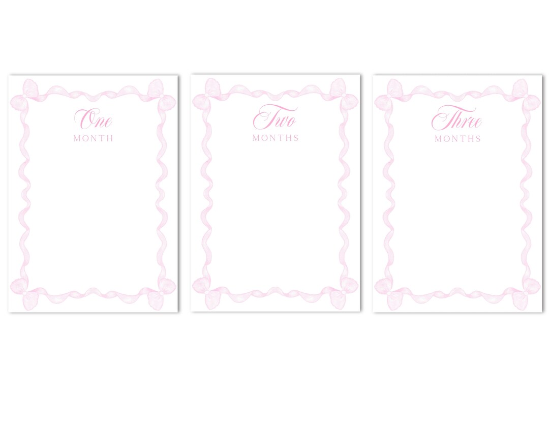Printable Pink Bow Birthday Monthly Photo Banner | Set of 12 | Bows and ...