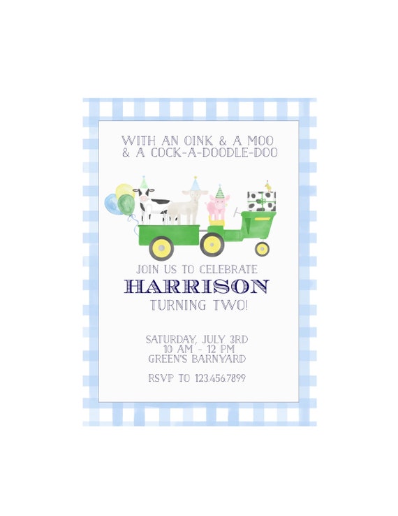 Farm Birthday Party Invitation Oink Moo Cockadoodle Doo - Etsy