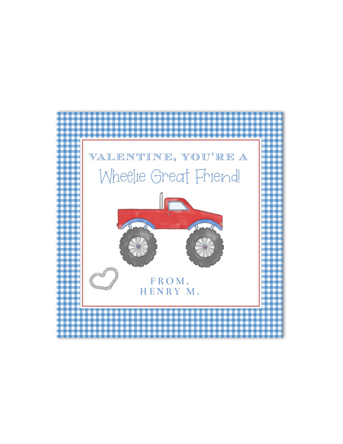Printable Valentines Monster Truck Gift Tag - "valentine, You're a ...