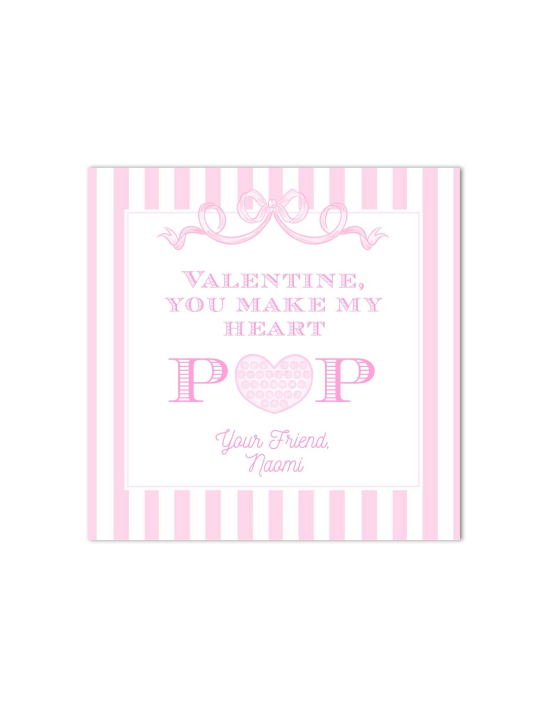 Printable Valentines Pop It Fidget Gift Tag Hope Your Valentine's Day ...