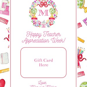 Printable Teacher School Gift Card Holder | 5x7 | Teacher Appreciation ...