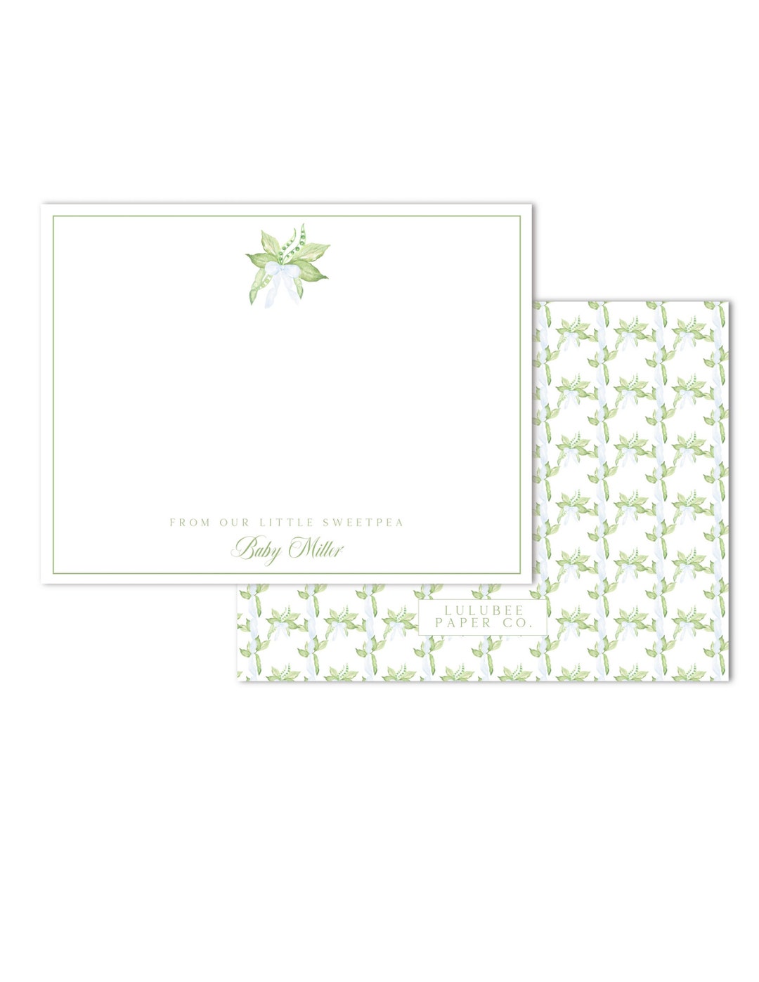 Printable Sweet Pea Baby Shower Flat Note Card; Trellis Backer ...
