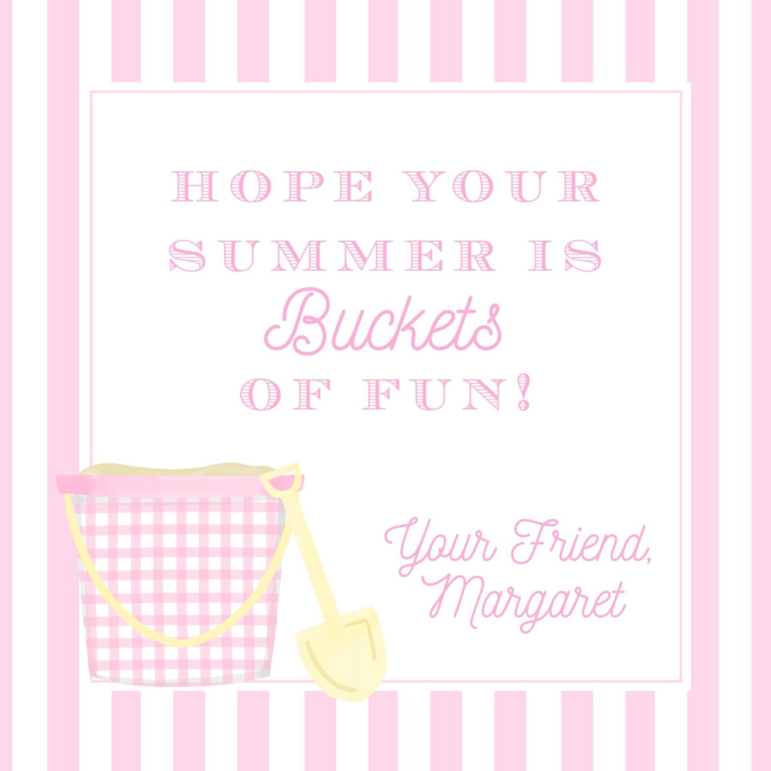 Printable End of School Year Pink Beach Pail Gift Tag - "hope Your ...