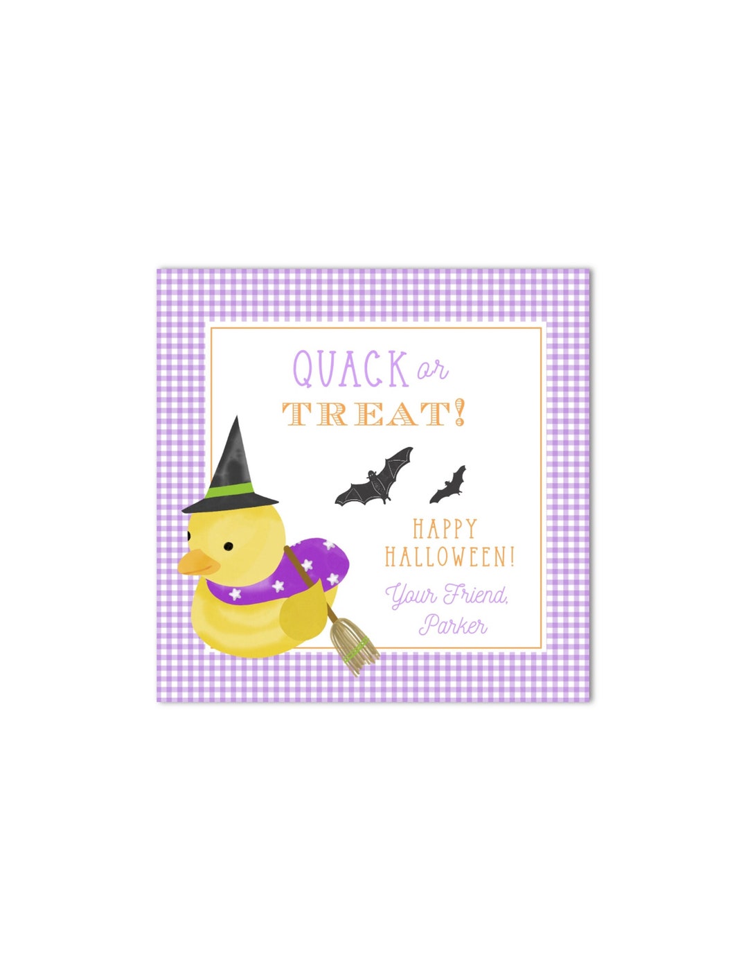Printable Halloween Rubber Duckie Toy Gift Tag - "quack or Treat ...
