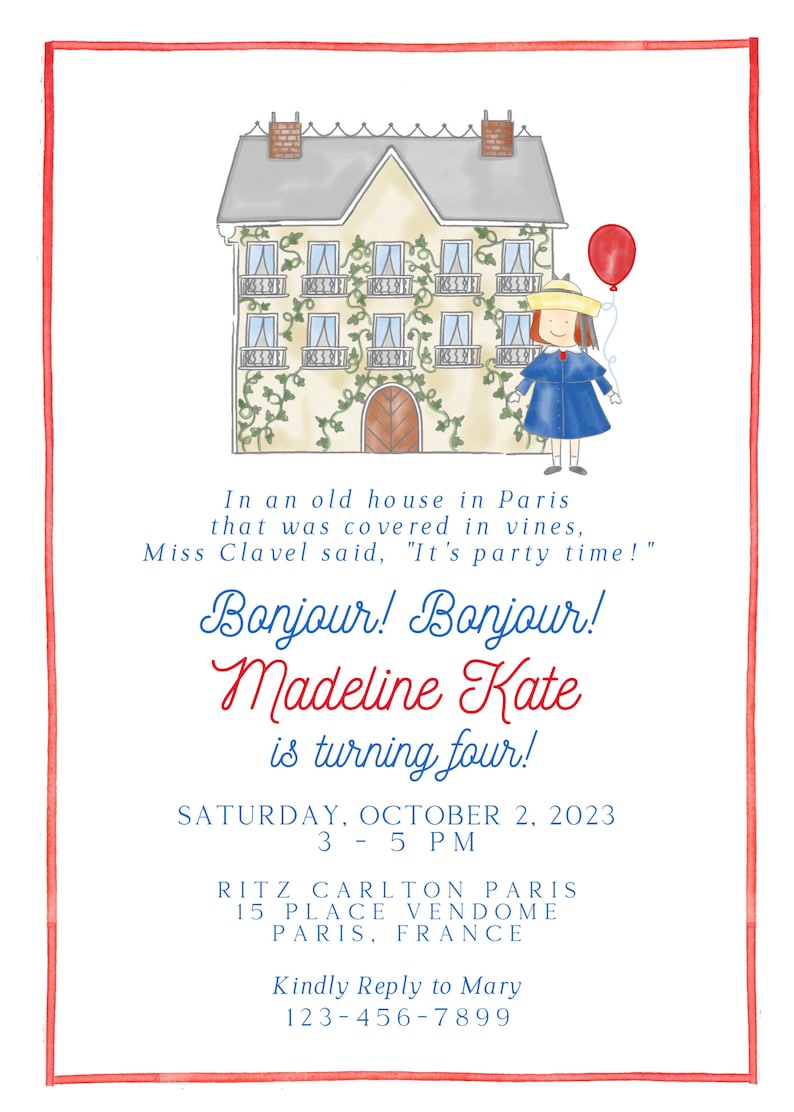 Printable Watercolor Storybook French Girl Birthday Invitation - Oui ...