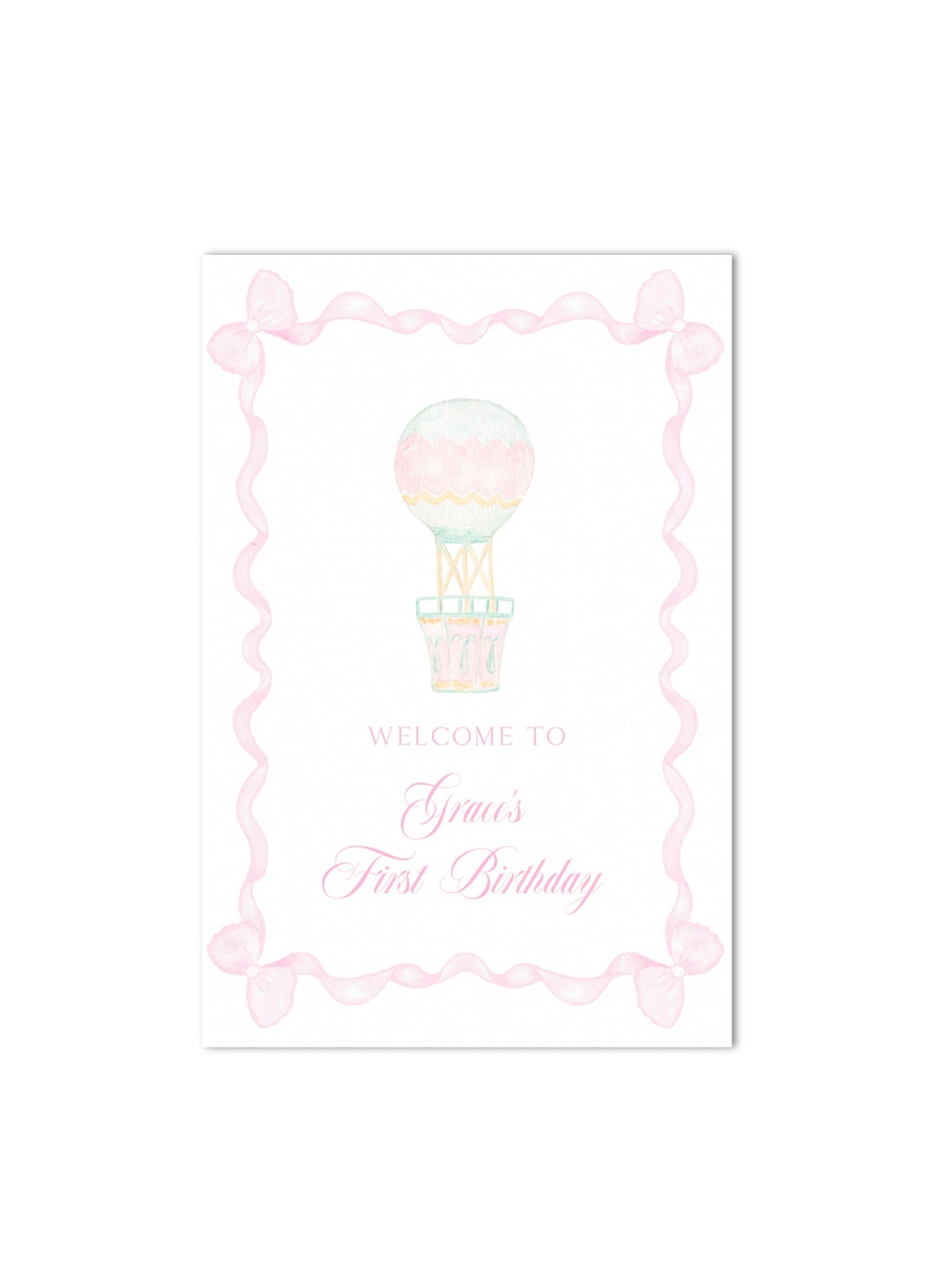 Printable Watercolor Hot Air Balloon Birthday Welcome Sign | 24x36 ...