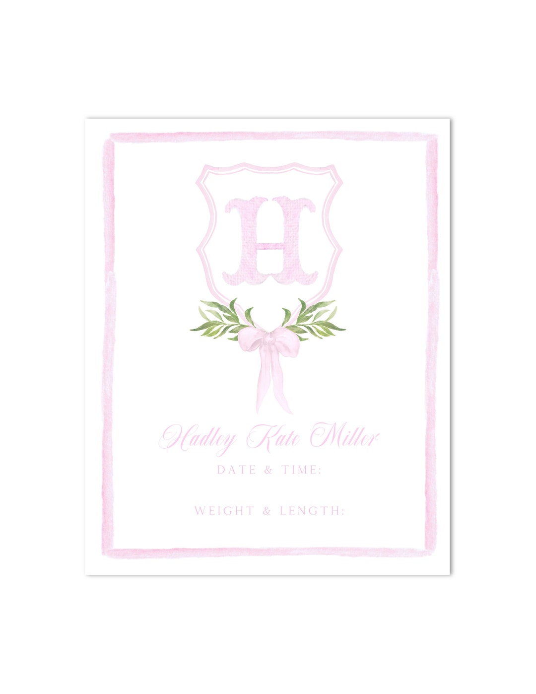 Printable Watercolor Baby Girl Bassinet / Nursery Sign | 8x10 | Custom ...