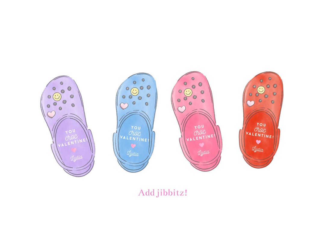 Printable Valentines Crocs Gift Tag you CROC, Valentine Jibbitz Preppy ...