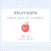 Printable First Day of School Sign Watercolor Blue Gingham With Apple ...