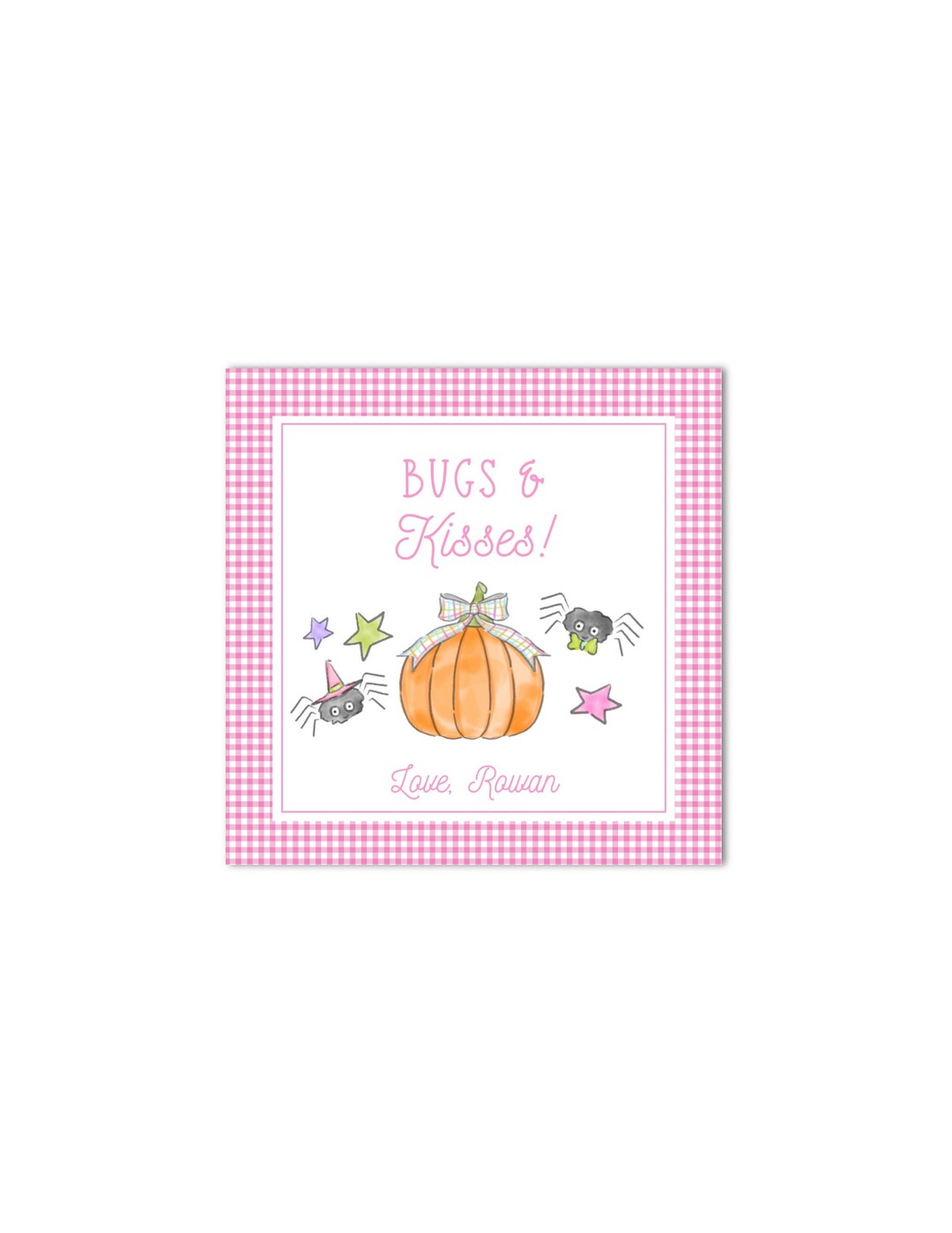 Printable Halloween Bugs & Kisses Gift Tag Spiders, Kiss Candy, Preppy ...