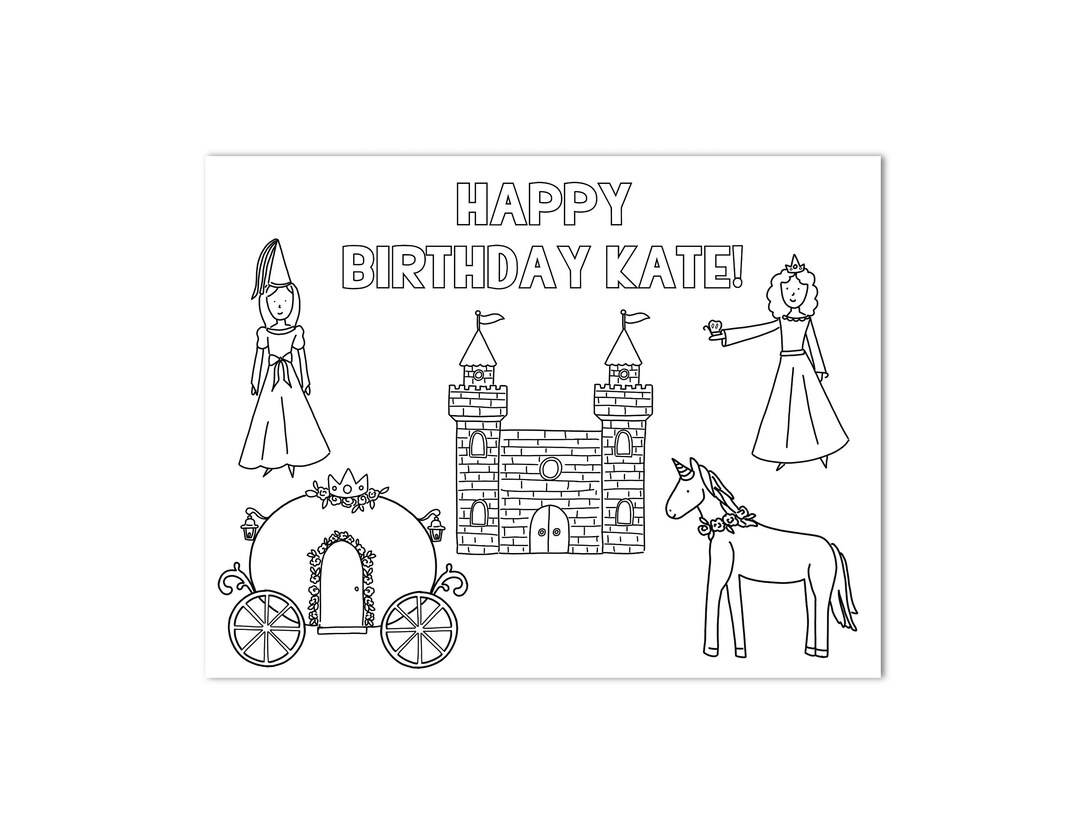 Printable Princess Birthday Party Coloring Page Royal Celebration ...