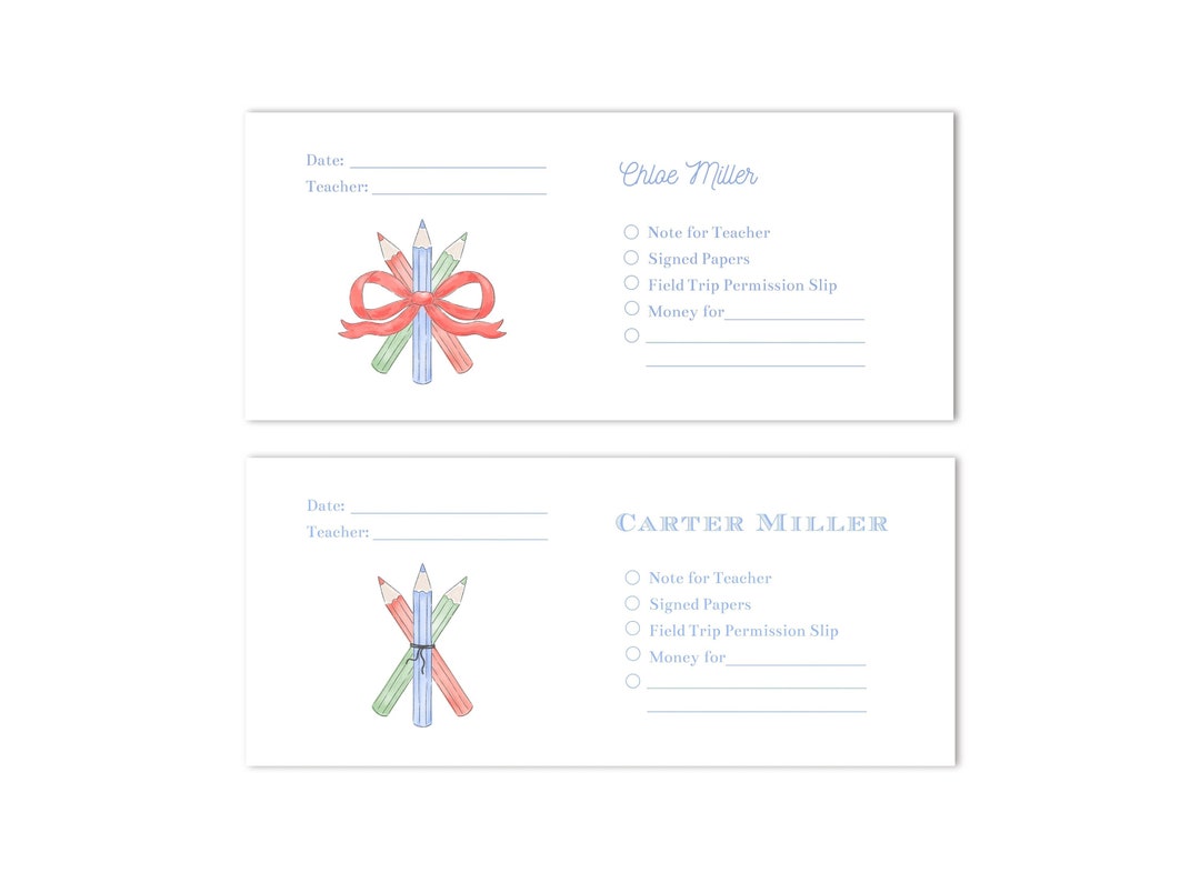 Set of 24 Custom Printed School Envelopes | Teacher Communication; Back ...