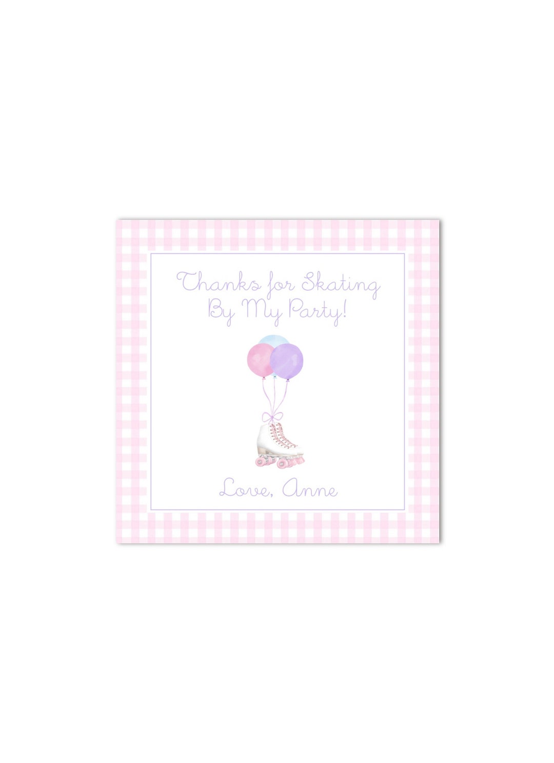 Printable Pastel Rollerskate Party Favor Tags | 3x3" | Thanks for ...