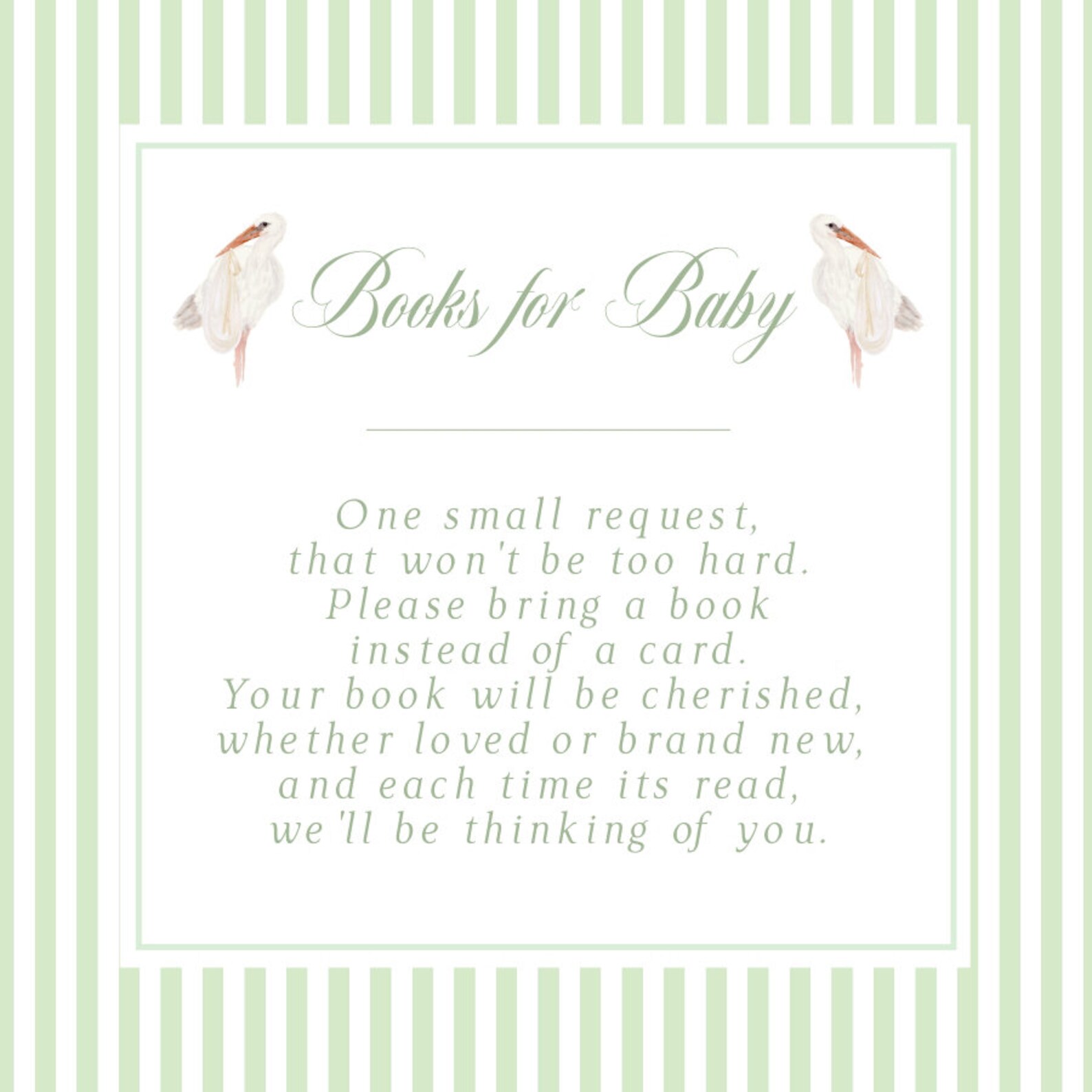 Printable Stork Books for Baby Insert | 3x3" | Baby Shower Books ...