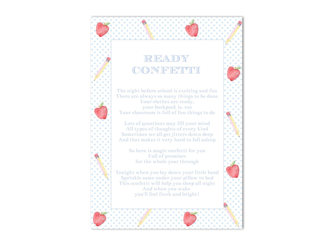 Ready Confetti PRINTABLE - First Day of School, Jitter Glitter, Ready ...