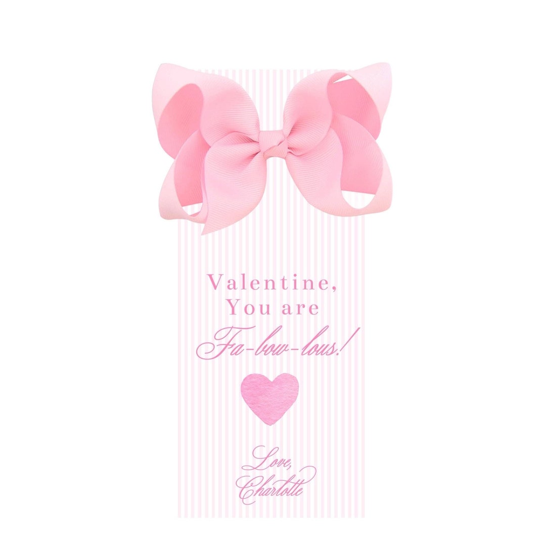 Printable Valentines Hair Bow Gift Tag - "valentine, You Are Fa-bow ...