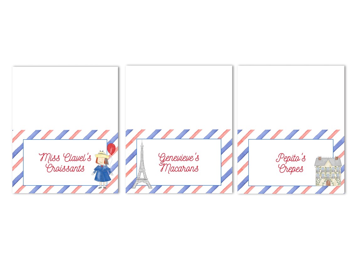 Printable Storybook French Girl Birthday Party Tented Cards - Food ...