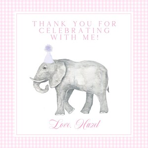 Printable Pink Party Animal Birthday Favor Tags | 3x3" | Watercolor ...