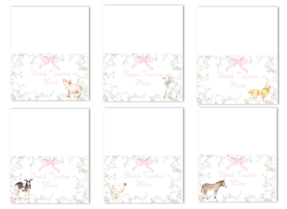 Printable Floral Farm Tented Cards | 3x3 | Food Tents, Place Cards ...