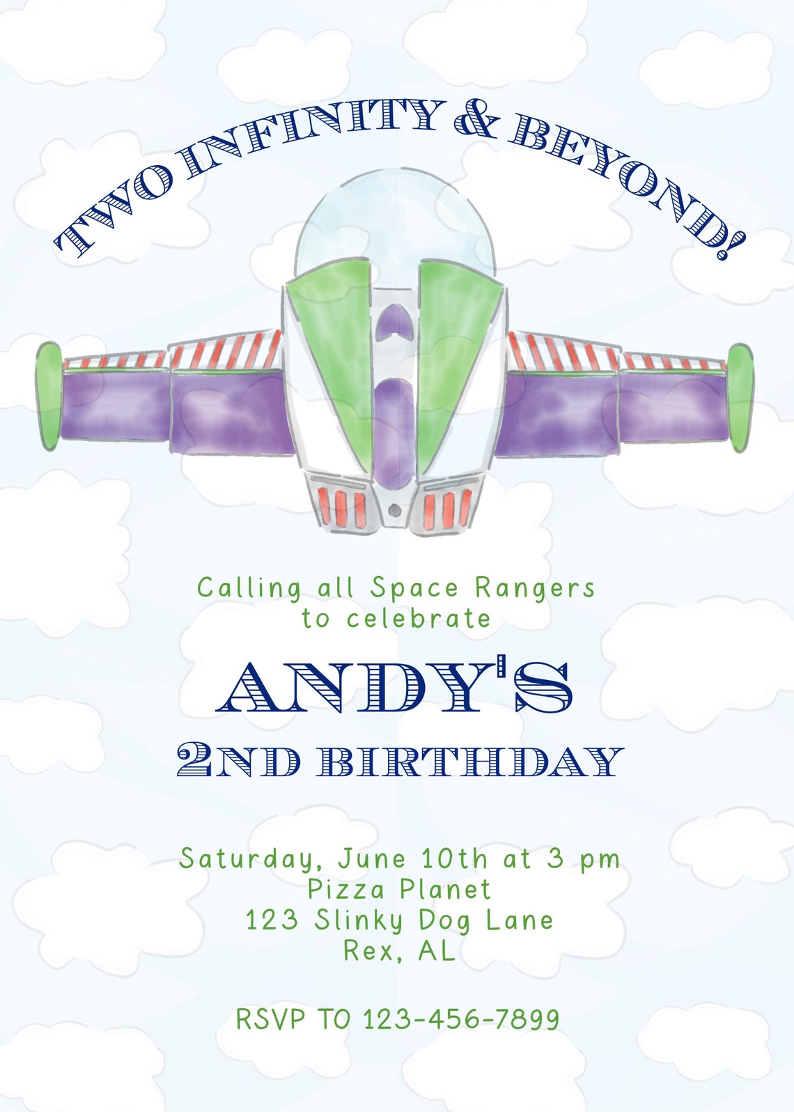 Printable Toy Story Birthday Invitation | "two Infinity & Beyond ...