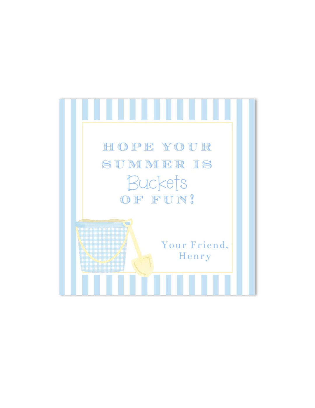 Printable End of School Year Beach Pail Gift Tag - "hope Your Summer is ...