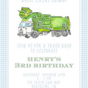 Printable Preppy Trash Bash Birthday Invitation - Dump Everything ...