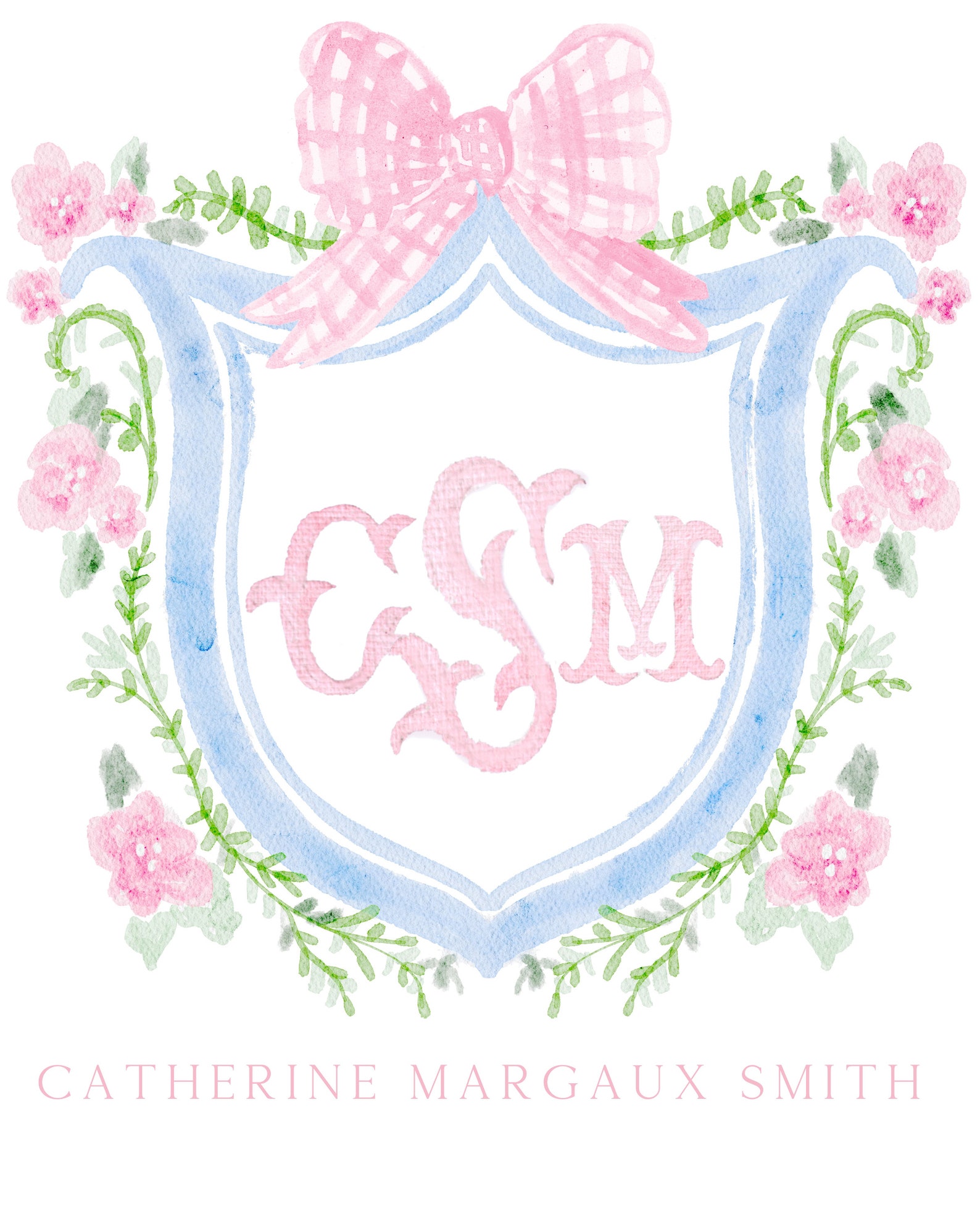 Baby Girl Watercolor Floral Monogram Crest |8x10 -hospital Bassinet ...