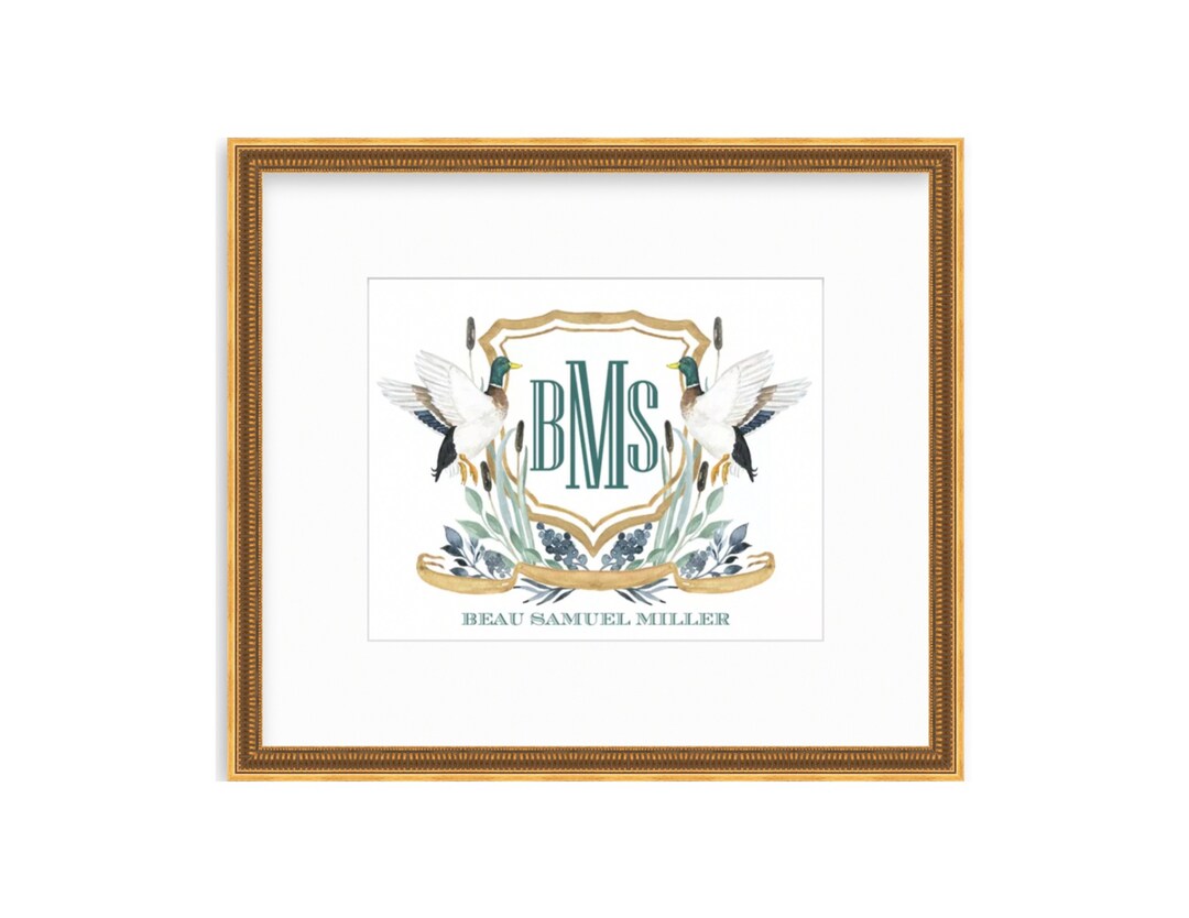 Printable Watercolor Mallard Custom Monogram Crest | 8x10 | Birth ...