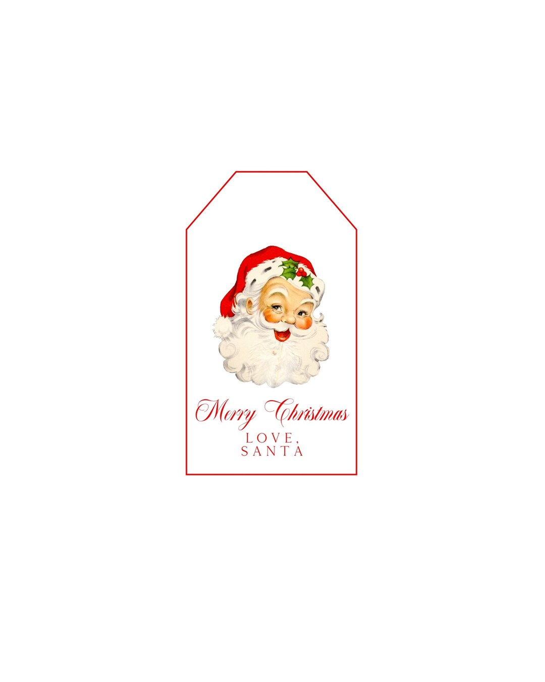 Vintage Santa Gift Tag Printable Christmas Gift Tag Customizable, Print ...