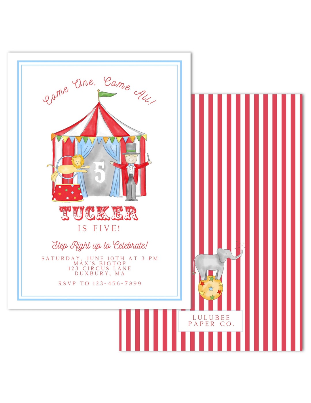 Printable Watercolor Circus Birthday Printable Invitation - "come One ...
