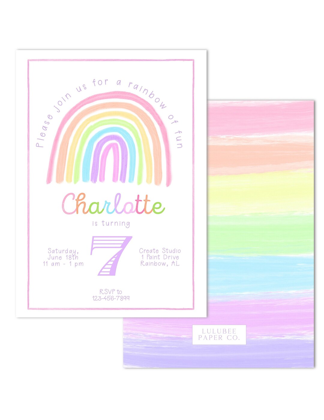 Printable Watercolor Rainbow Party Invitation | 5x7 | Pastel Rainbow ...