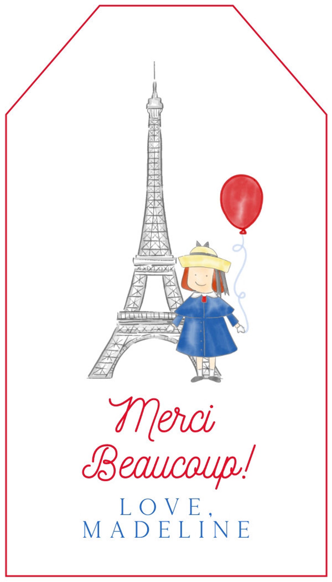 Printable Watercolor Storybook French Girl Birthday Favor Tag | 2x3.5 ...