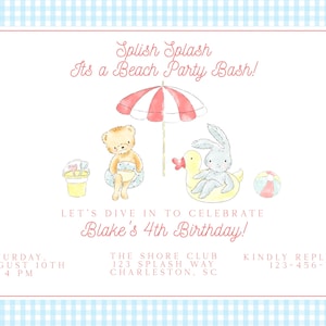 Printable Beach / Pool Birthday Party Invitation | 5x7 | Lets Make a ...