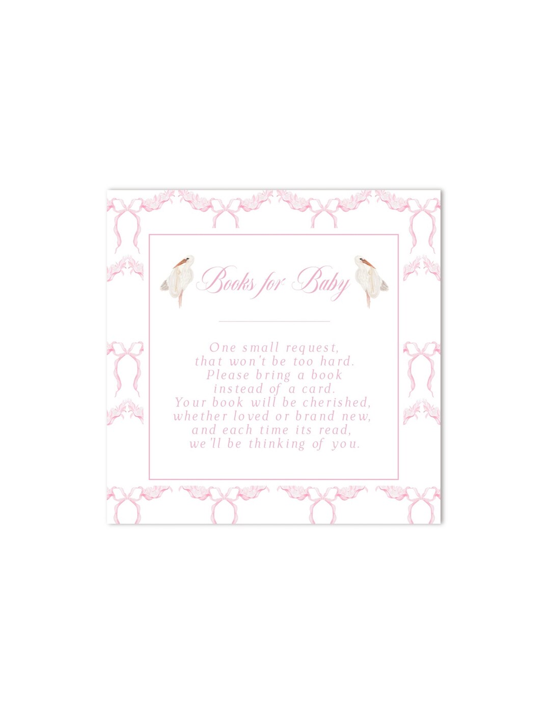 Printable Pink Stork Books for Baby Insert | 3x3" | Baby Shower Books ...