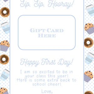 Printable Teacher Back to School Coffee Gift Card Holder | 5x7 | Thanks ...
