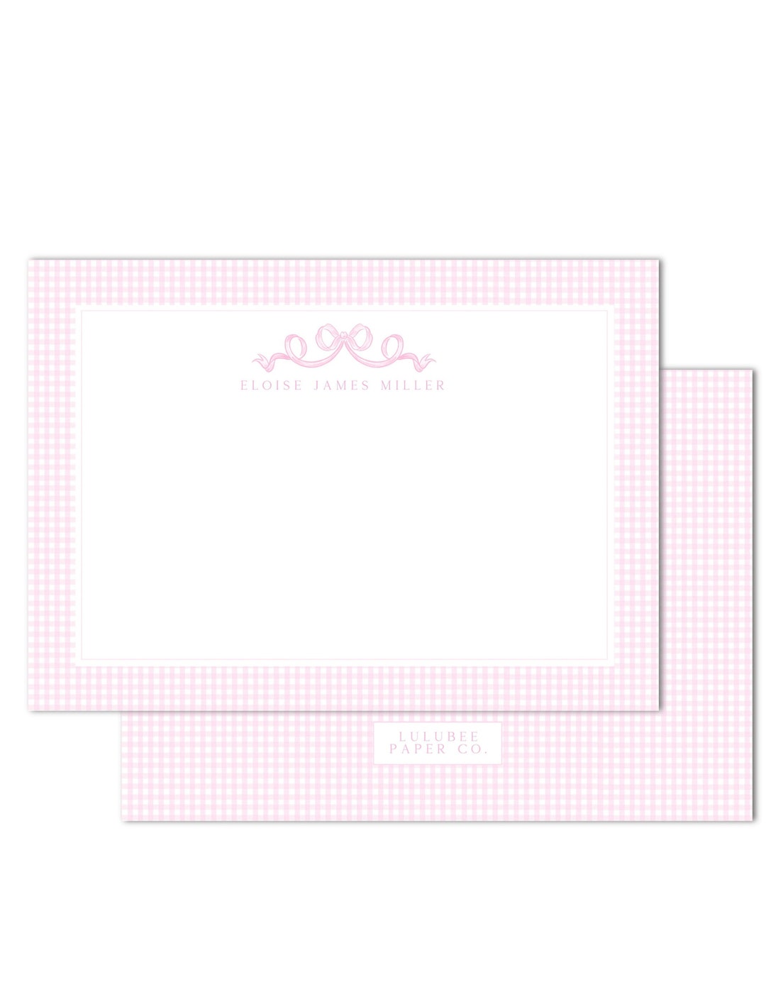 Printable Gingham Bow Personalized Notecard | 5x7" | Thank You Card ...