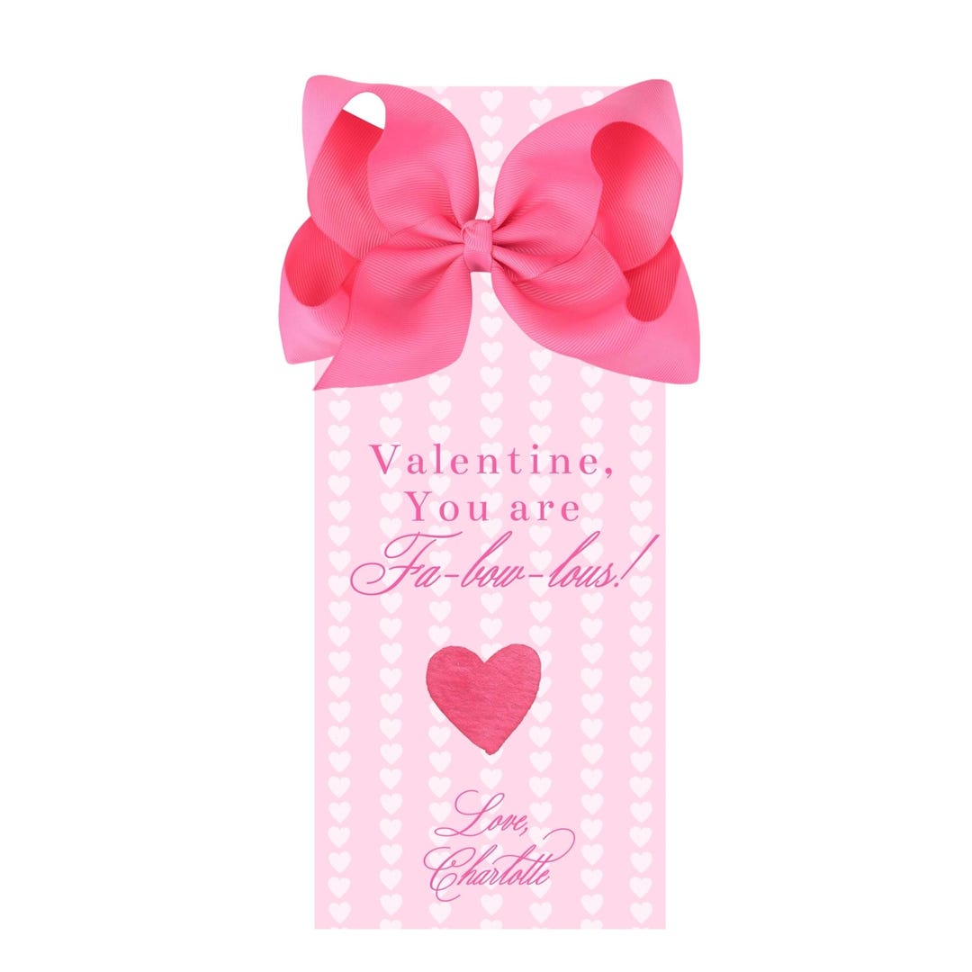 Printable Valentines Hair Bow Gift Tag - "valentine, You Are Fa-bow ...