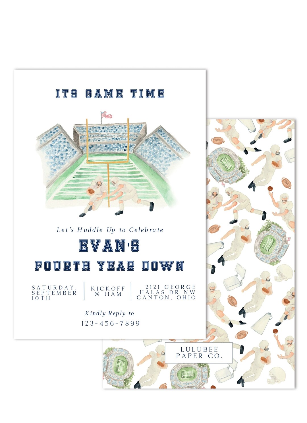 Printable Watercolor Football Birthday Invitation First - Etsy