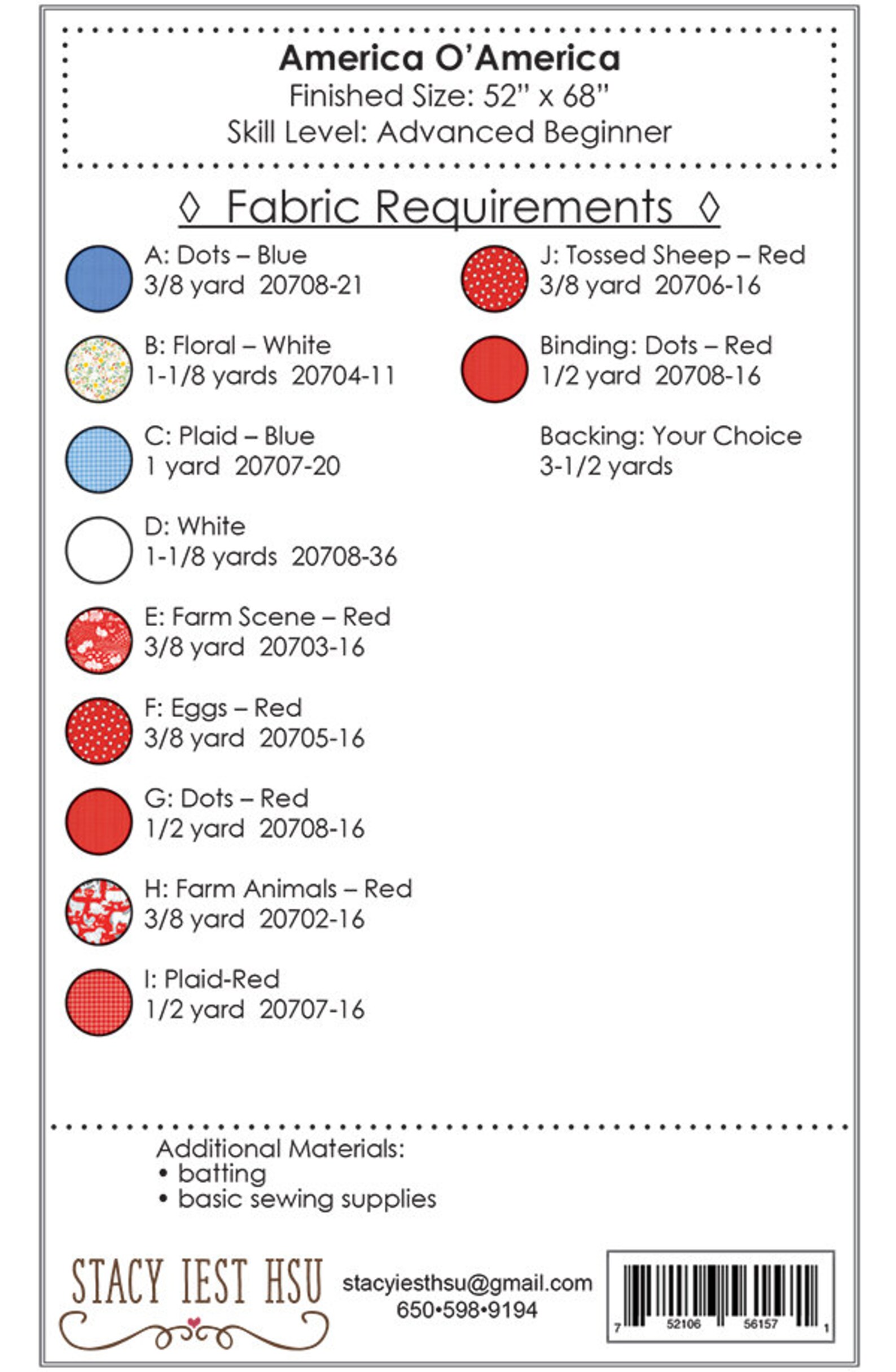America O'America Pattern by Stacy Iest Hsu for Moda | Etsy